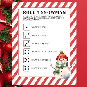 Roll a Snowman, Gingerbread Man, Reindeer Dice Game (digital Download ...
