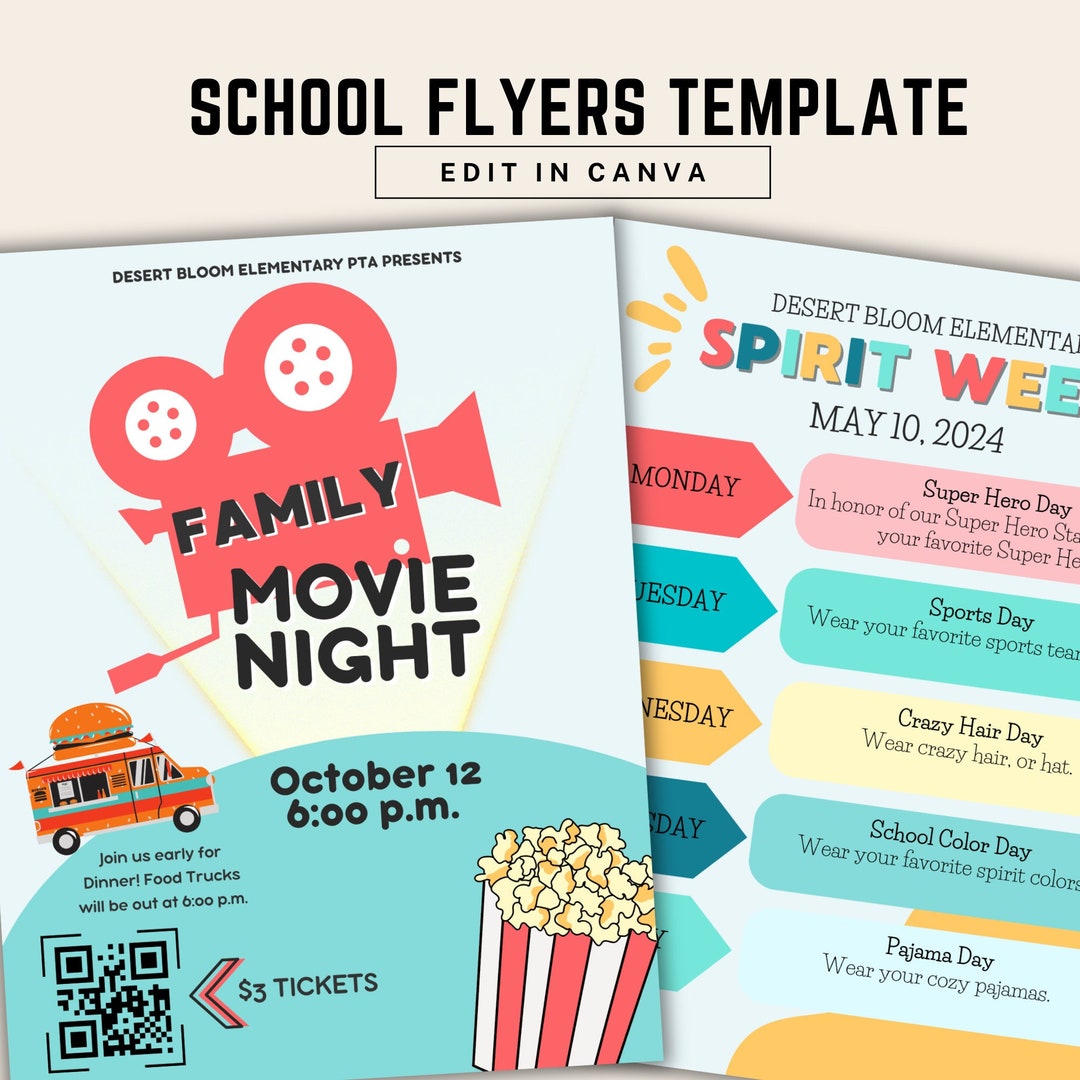 Editable School Event Flyers: PTA/PTO Template Bundle (instant Download ...