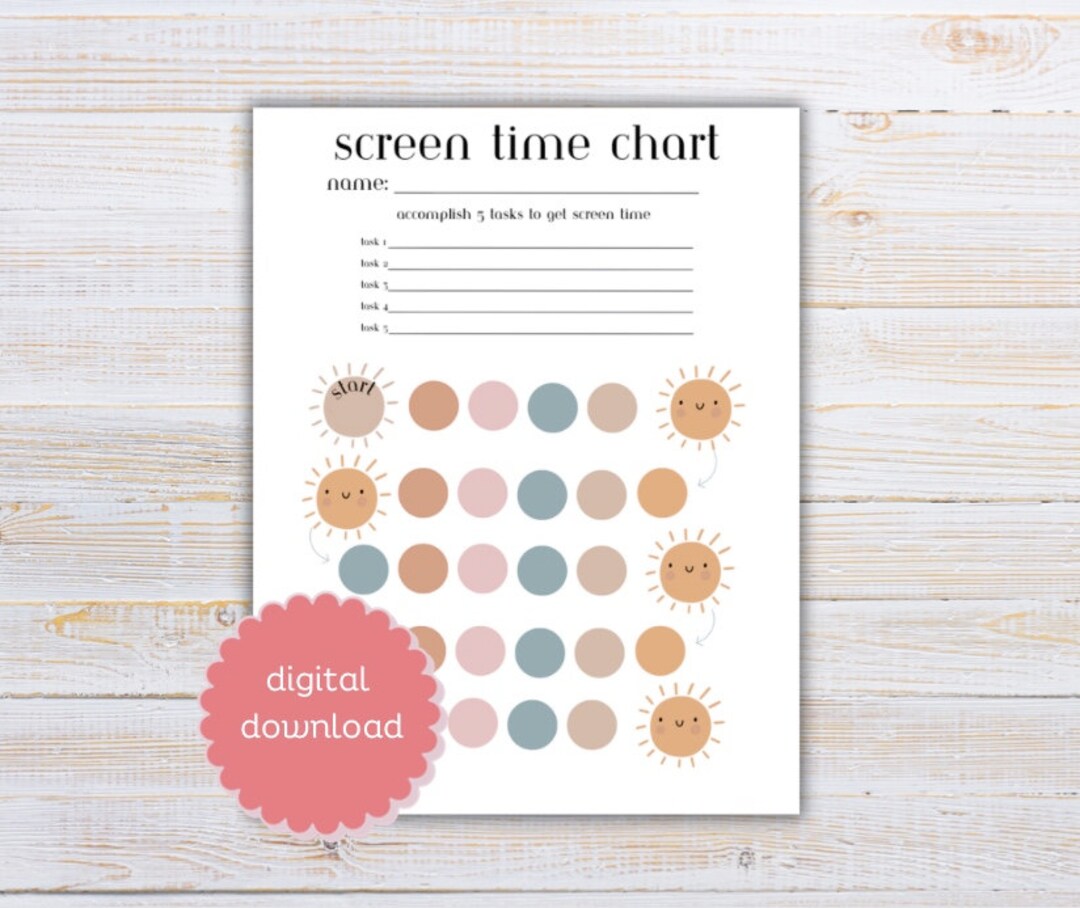 Screen Time Chart, Kids Screen Time Manager, Sticker Chart,printable ...