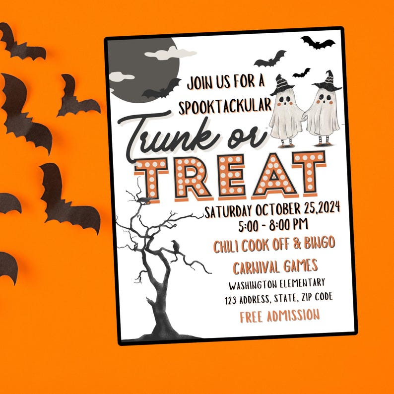 Editable Canva Trunk or Treat Kit: Halloween Flyer, Invitation, Poster ...