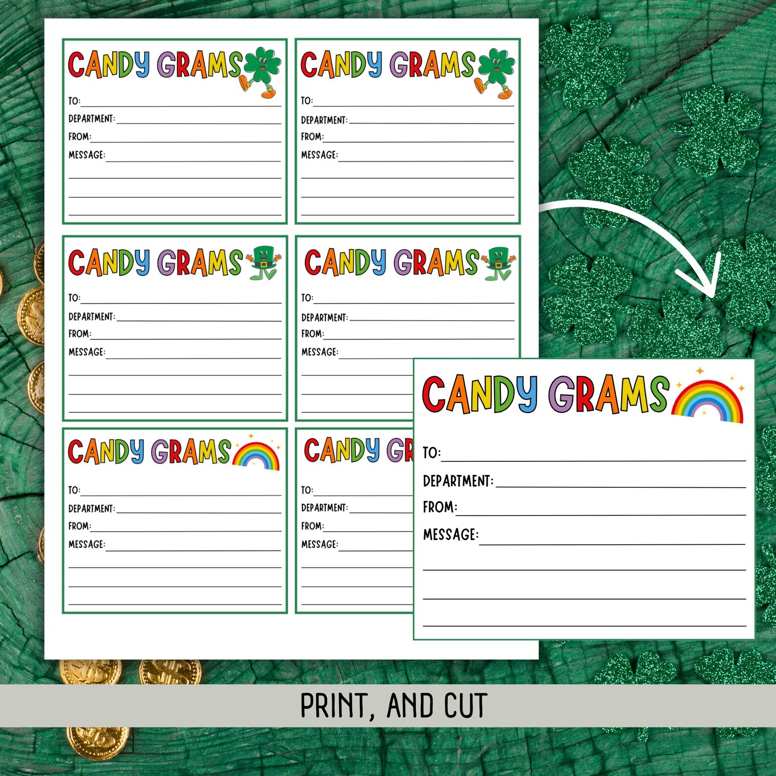 St. Patrick's Day Candy Gram Tags: Printable PTO Fundraiser (canva ...