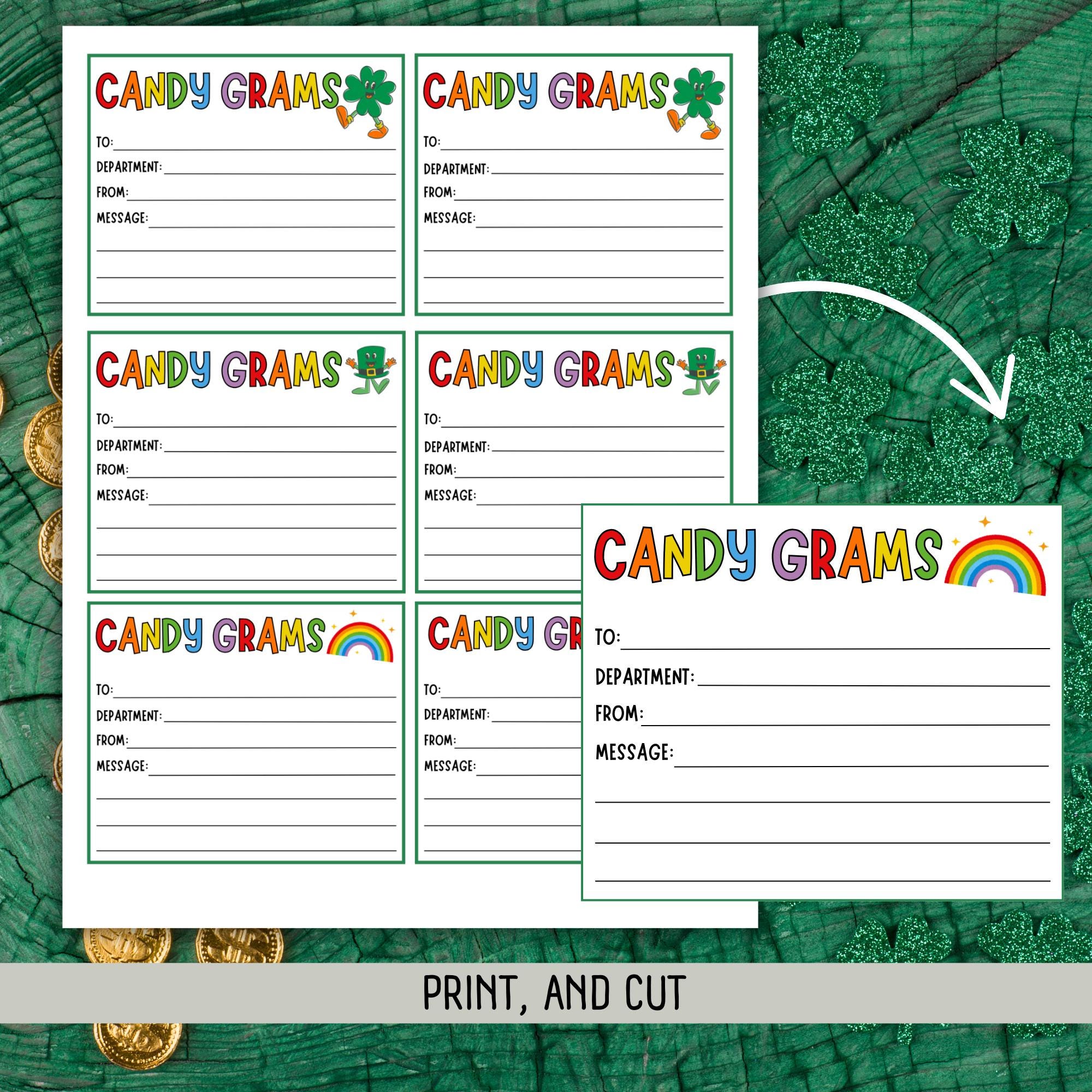 St. Patrick's Day Candy Gram Tags: Printable PTO Fundraiser (canva ...