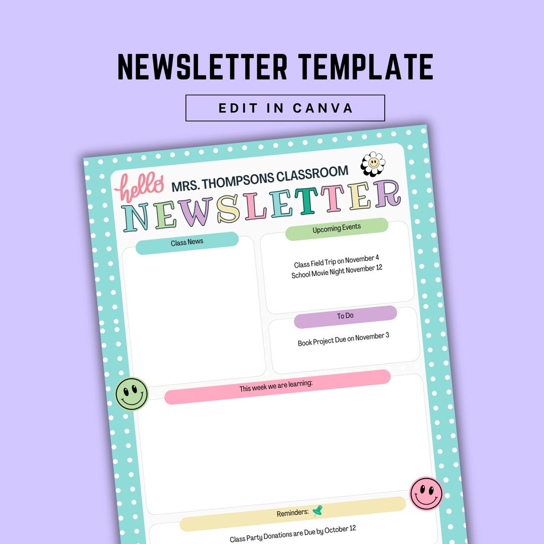 Editable Classroom Newsletter Template: Meet the Teacher, Welcome ...