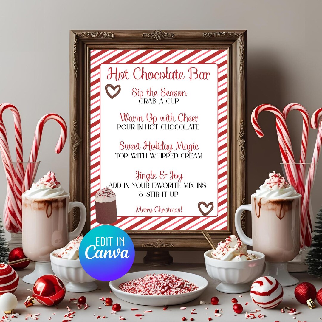 Editable Hot Chocolate Bar Sign: Winter Party Decor (8.5x11" Printable ...