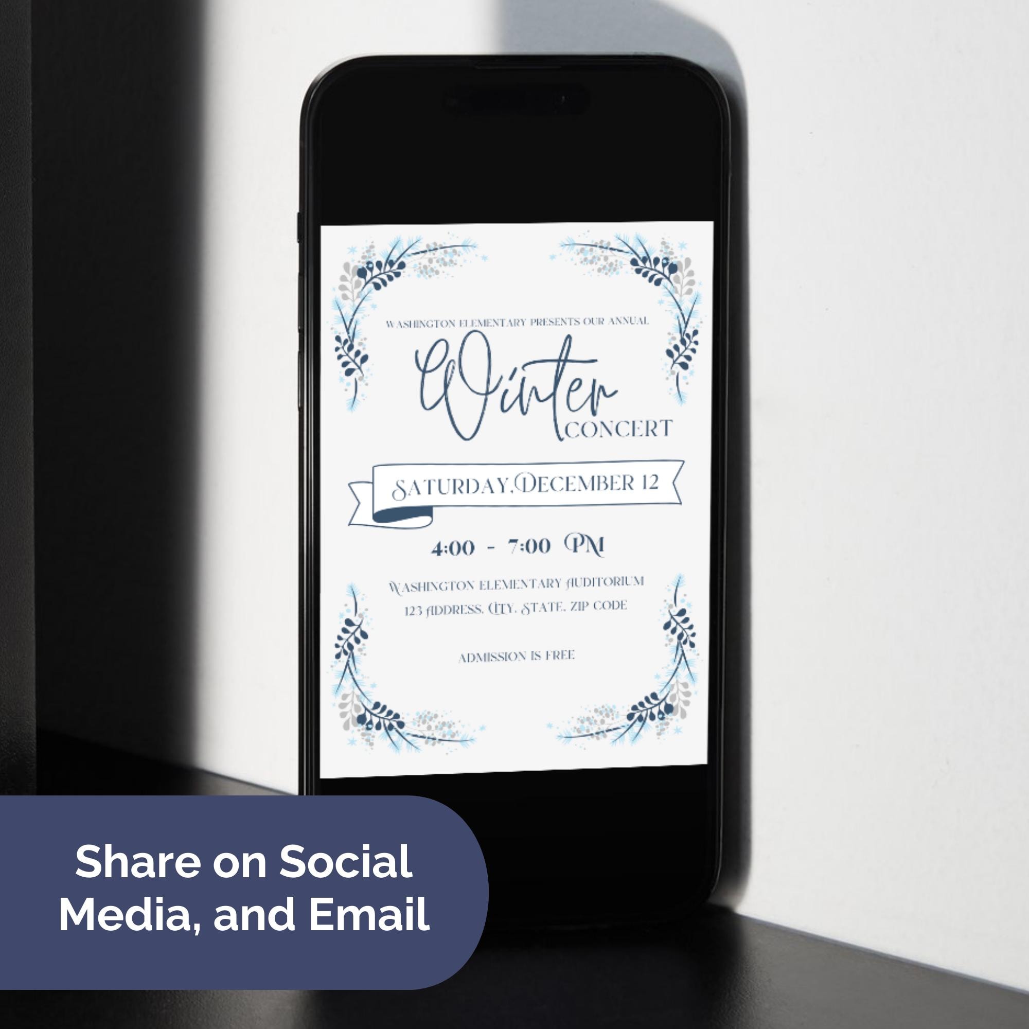 Winter Concert Program Template: Editable Canva Flyer (digital Download ...