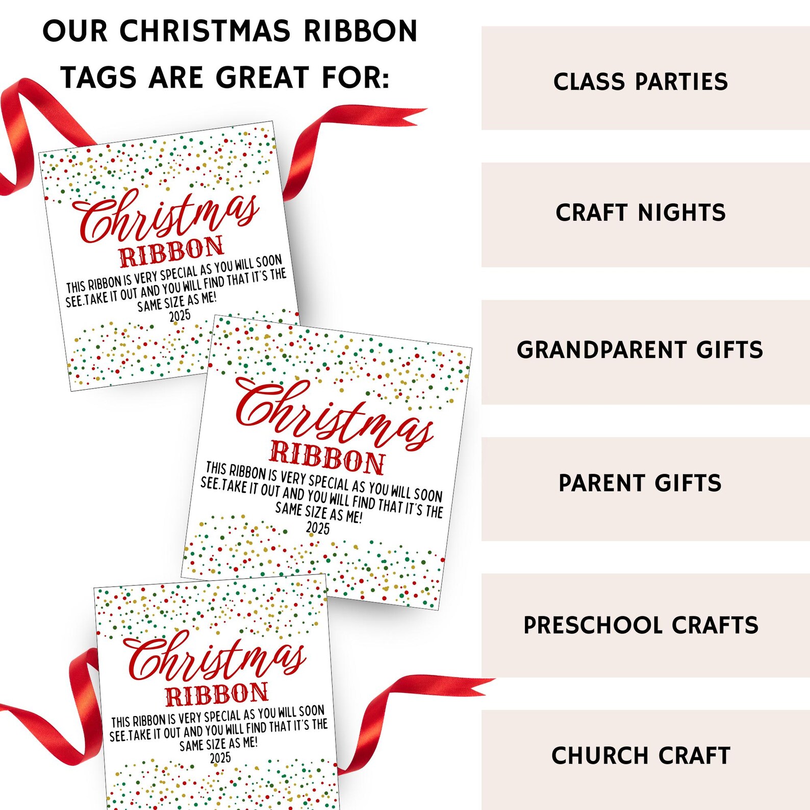 Editable Ribbon Height Christmas Ornament Tag (canva Template) - Etsy