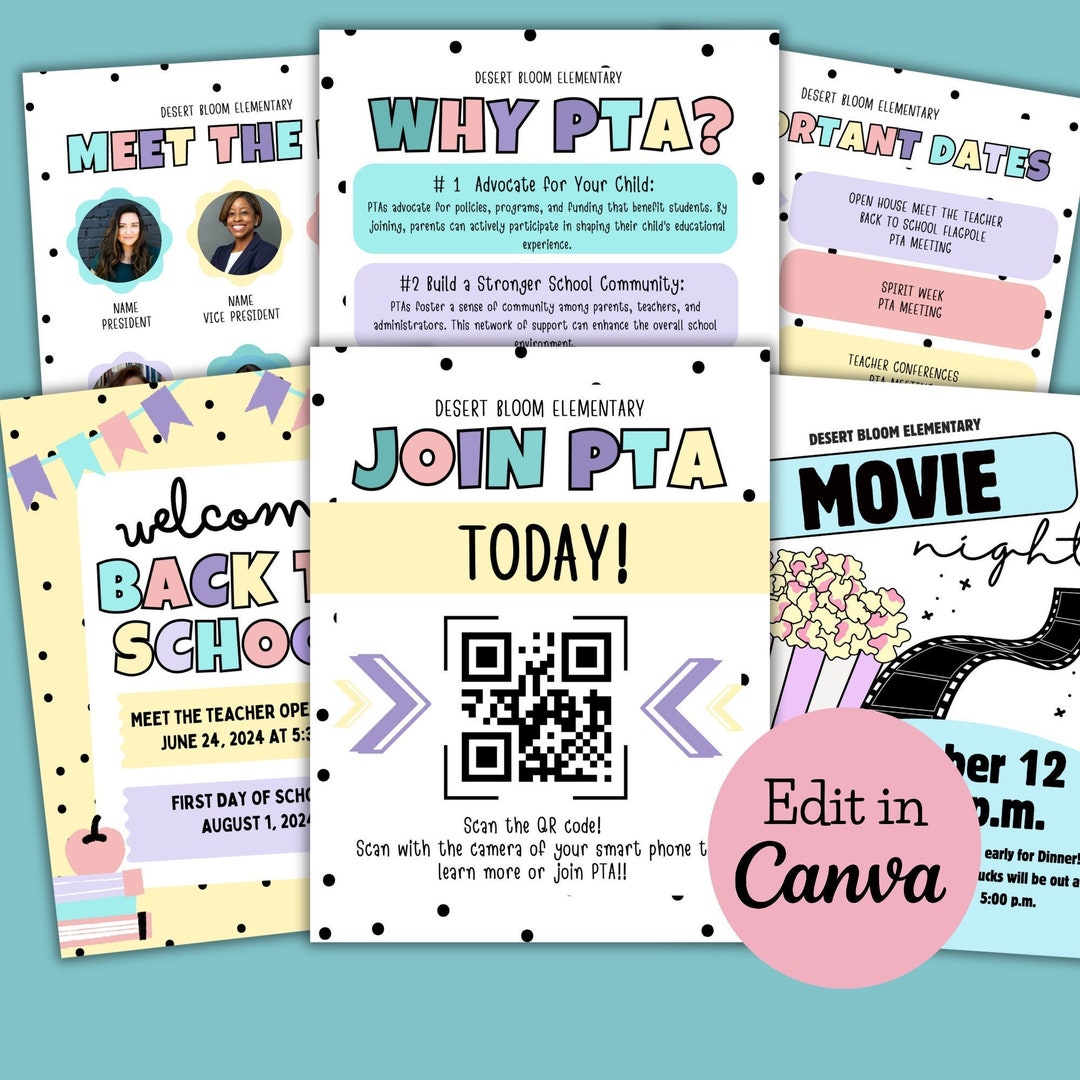 Editable PTA Flyer Templates: School Event Fundraiser Designs (canva, 8 ...