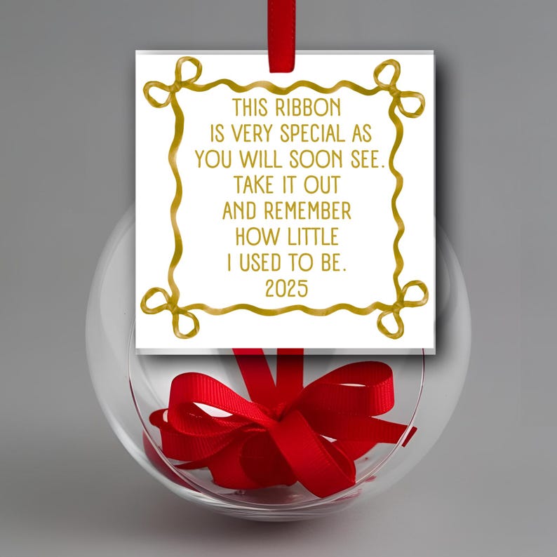 Ribbon Height Ornament Tag, Keepsake Gift (printable) - Etsy