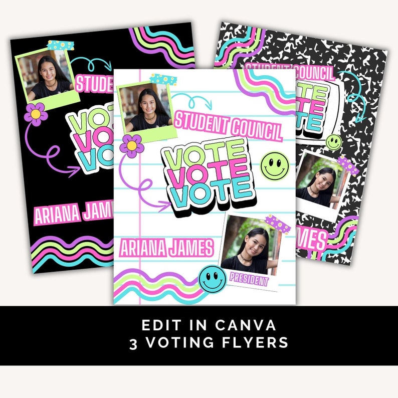 Student Council Voting Flyer Templates: Editable Campaign Poster (canva ...