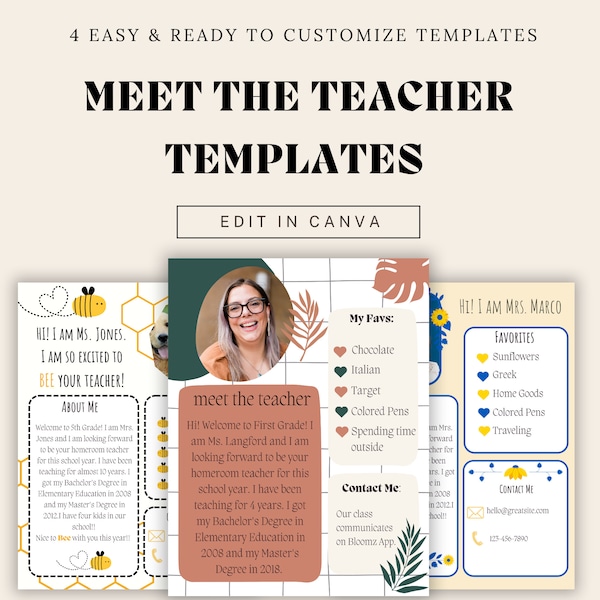 Sunflower Meet the Teacher Template - Etsy