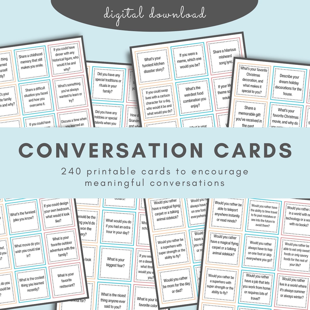 Conversation Card, Conversation Game, Conversation Starter, Family ...