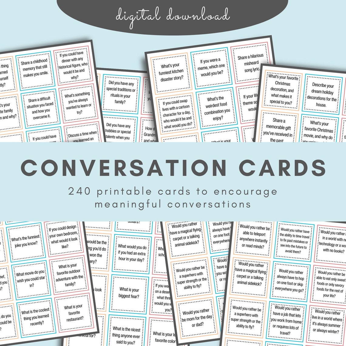 Conversation Card, Conversation Game, Conversation Starter, Family ...