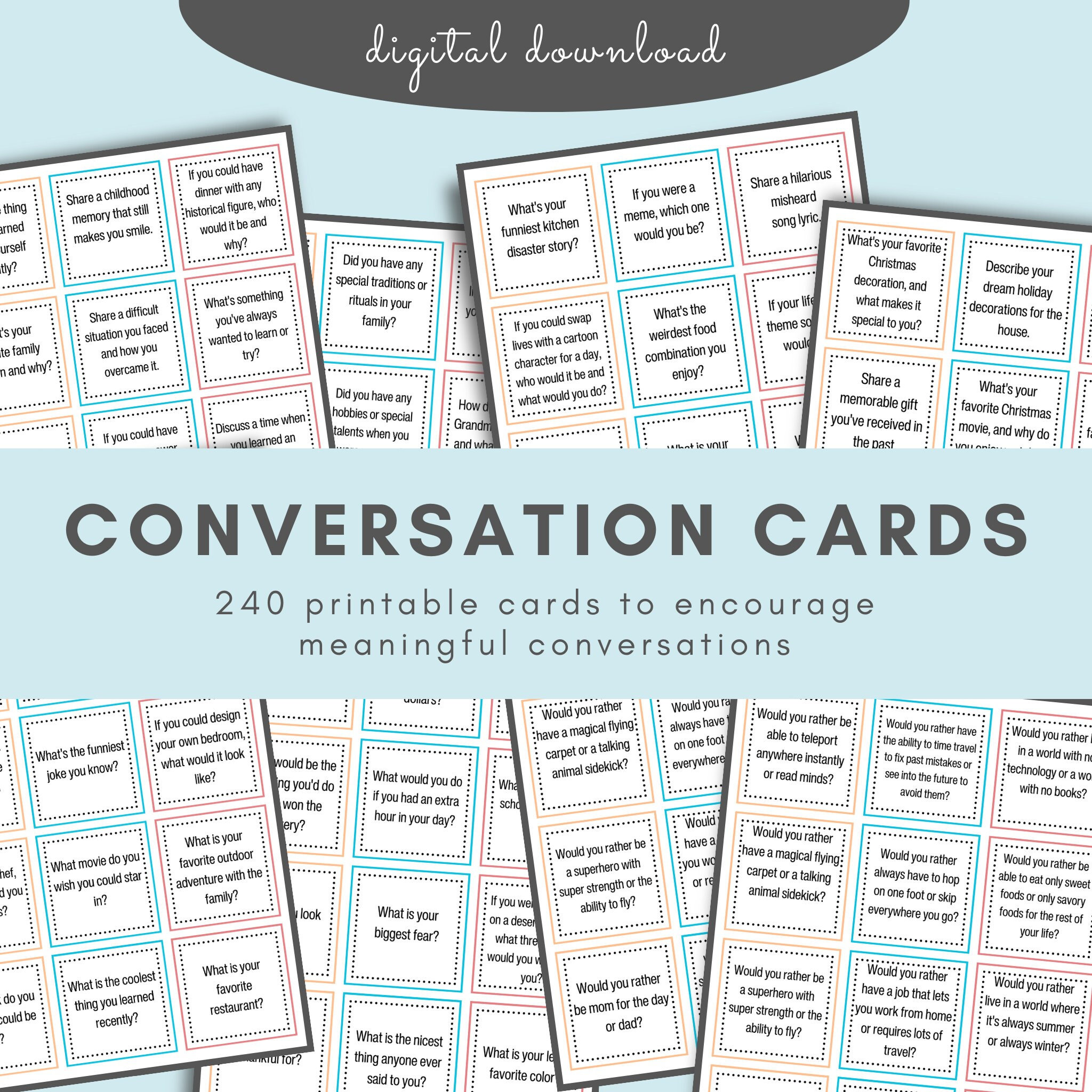 Conversation Card, Conversation Game, Conversation Starter, Family ...