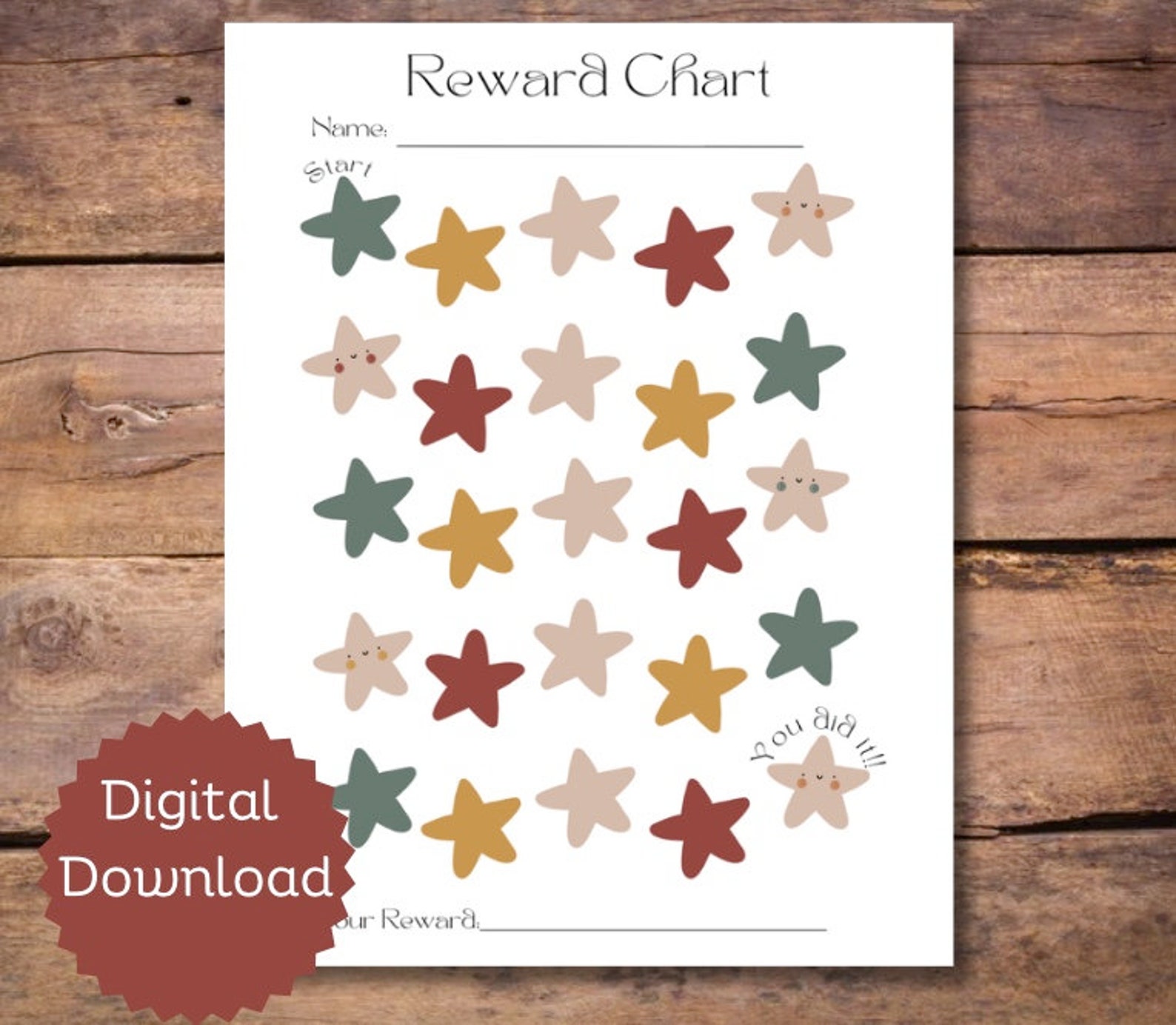 Kids Reward Chart Sticker Chartprintable Chore Chart - Etsy