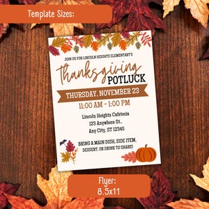 Thanksgiving Potluck Flyer: Editable Holiday Dinner Sign-up (canva ...
