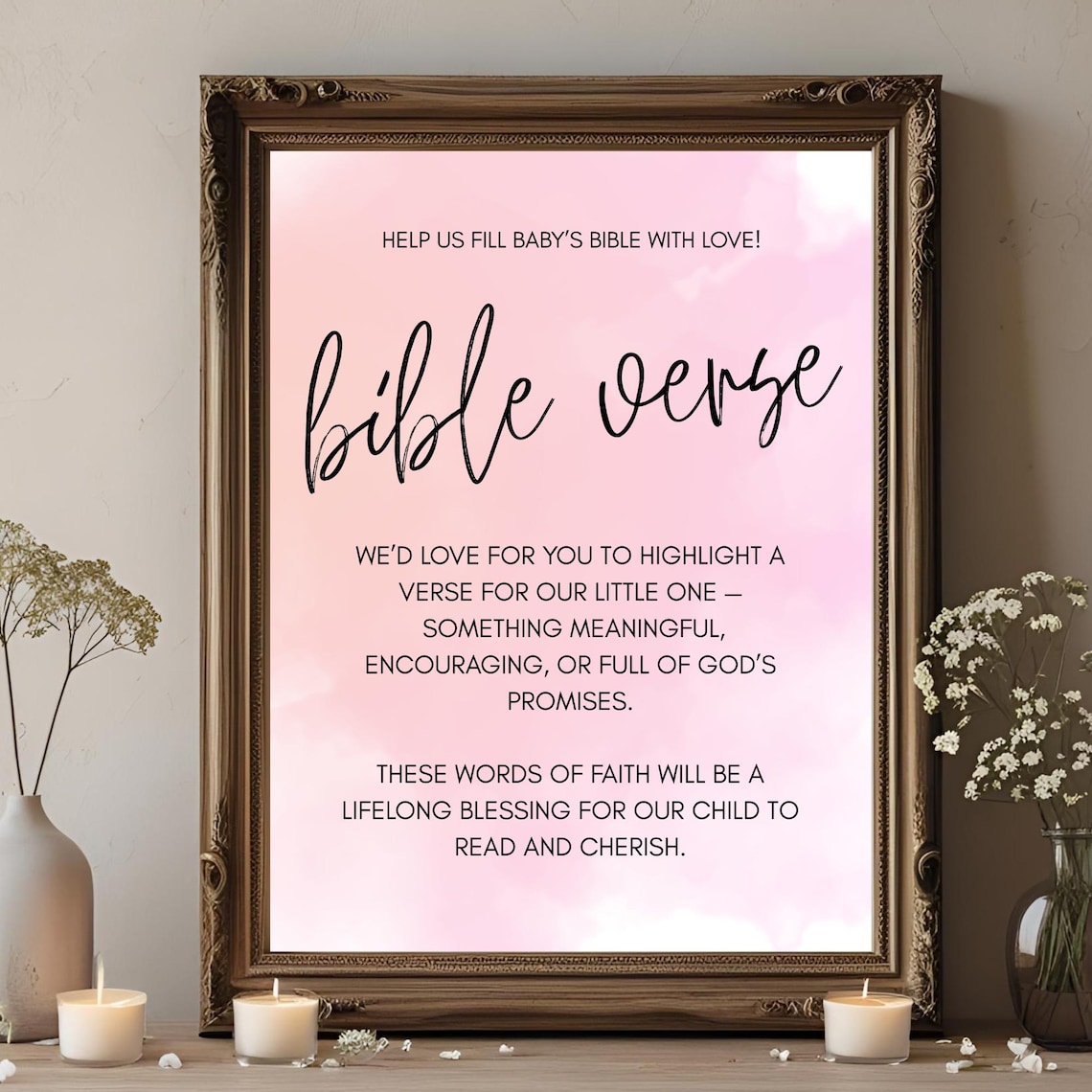 Baby Shower Bible Verse Guest Book Sign: Editable Canva Template - Etsy