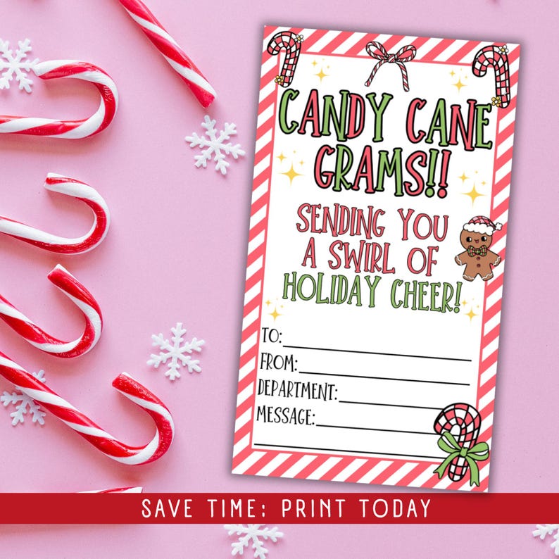 Candy Cane Gram Tags (digital Download) - Etsy