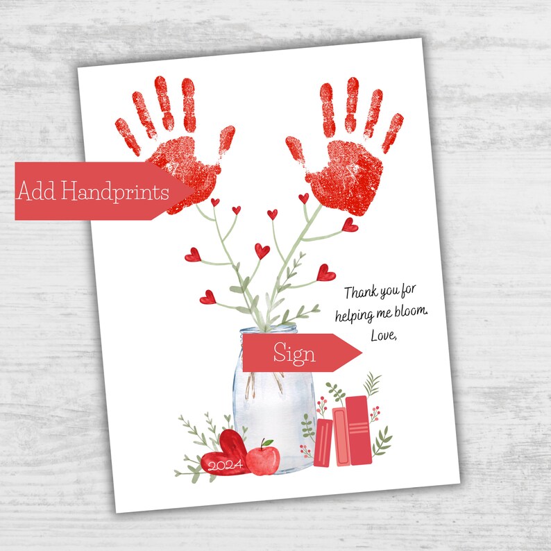 Teacher Handprint Gift, Teacher Appreciation Day, Teachers Day Gift ...