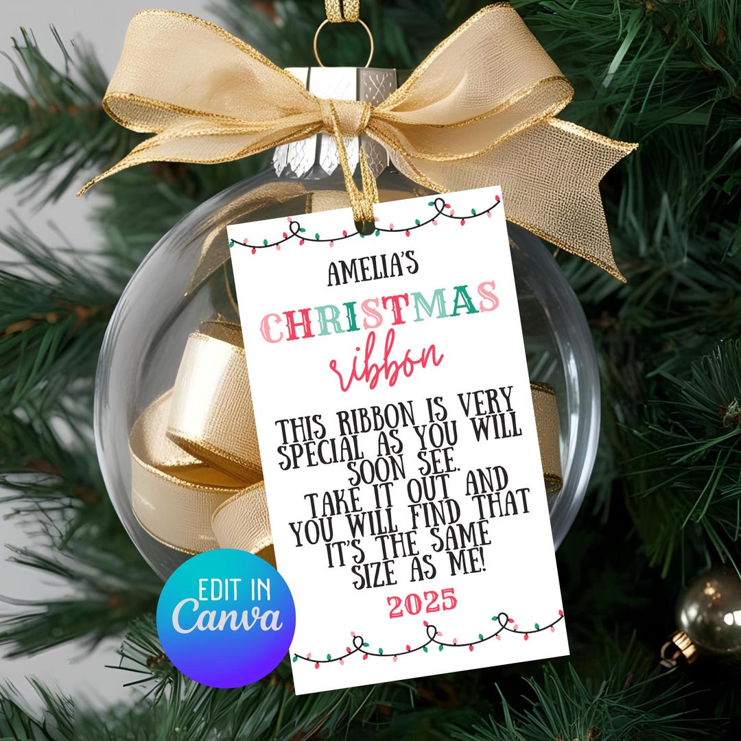 Editable Ribbon Tag, Same Size as Me, Ribbon Ornament, Height Ornament ...