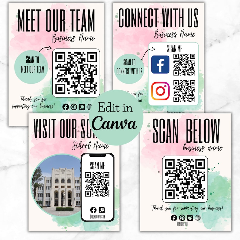 QR Code Flyer, Qr Code Sign, Editable Templates, Social Media Sign ...