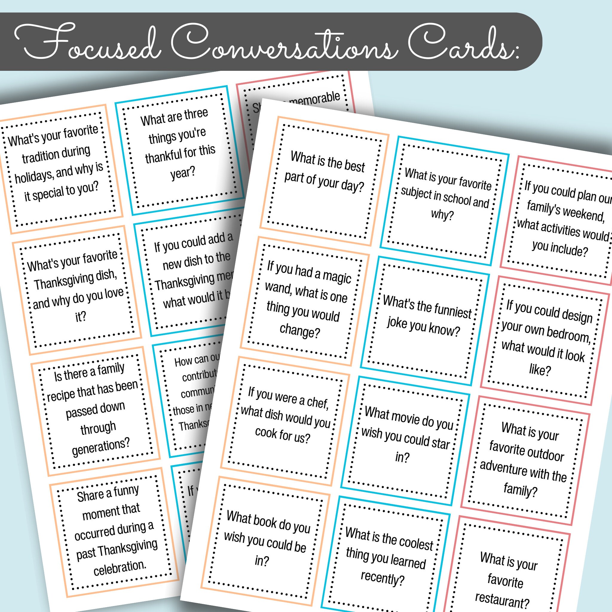 Conversation Card, Conversation Game, Conversation Starter, Family ...