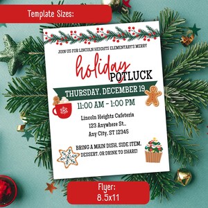 Christmas Potluck Flyer & Sign-up Sheet: Editable Canva Template ...