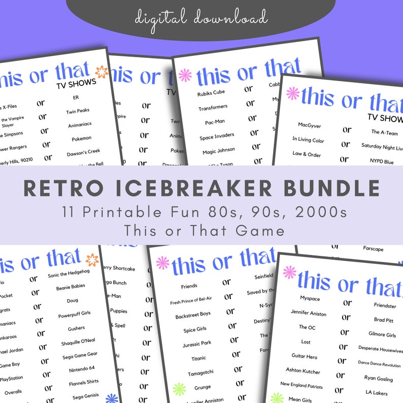 Retro Icebreaker, Icebreaker Fun,conversation Starter, Icebreaker Games ...