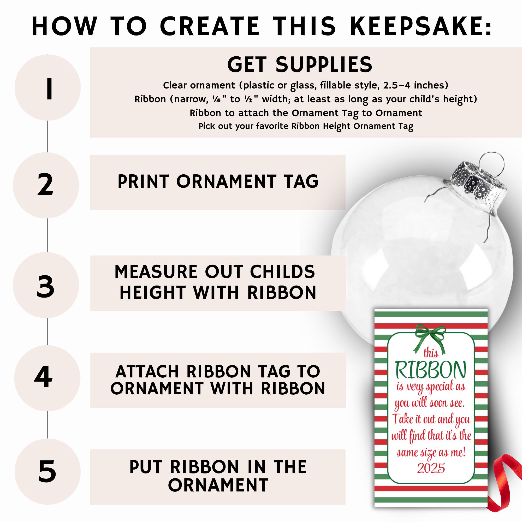 Height Keepsake Ornament Tag: Ribbon Growth Tracker - Etsy