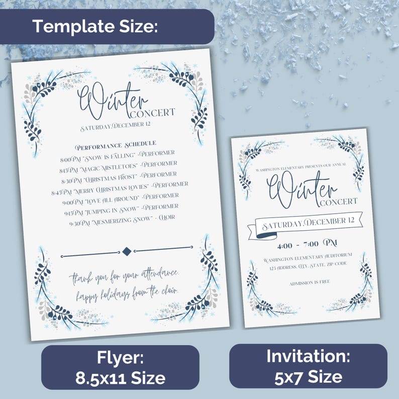 Winter Concert Program Template: Editable Canva Flyer (digital Download ...