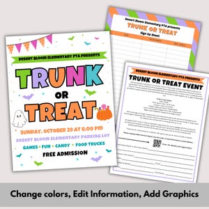 Editable Trunk or Treat Flyer: Halloween Event, PTA (canva) - Etsy