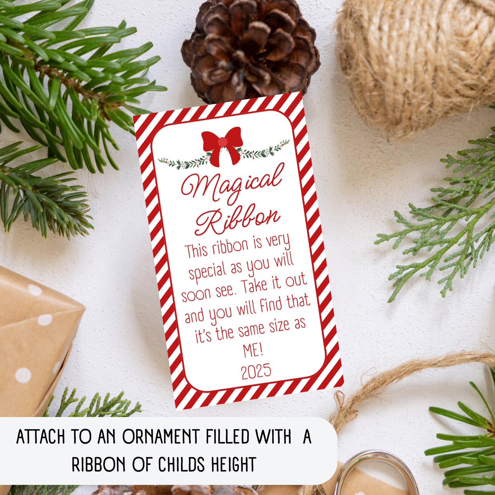 Height Keepsake Ornament Tag: Ribbon Growth Tracker (digital Download ...