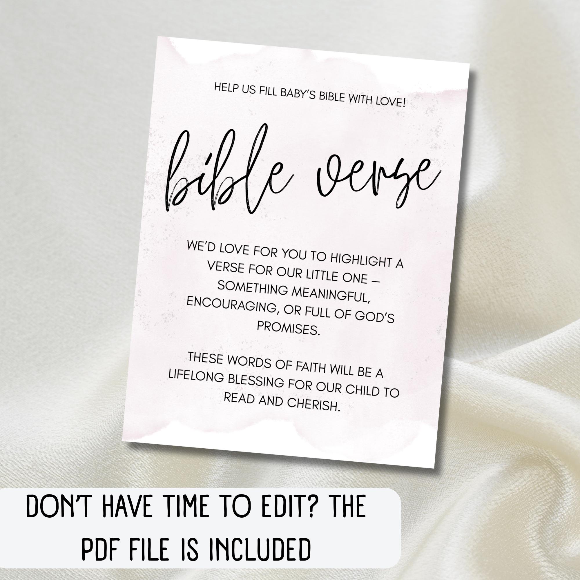 Baby Shower Bible Verse Guest Book Sign: Editable Canva Template - Etsy