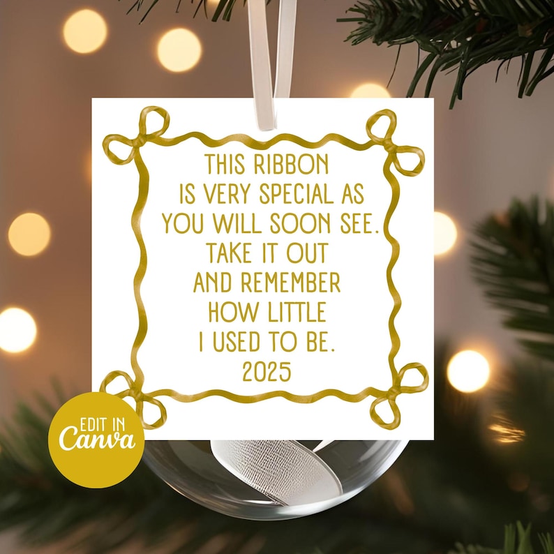 Ribbon Height Ornament Tag, Keepsake Gift (printable) - Etsy