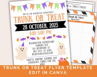 TRUNK or Treat Event Flyer | Halloween Flyer Template | Church Event ...