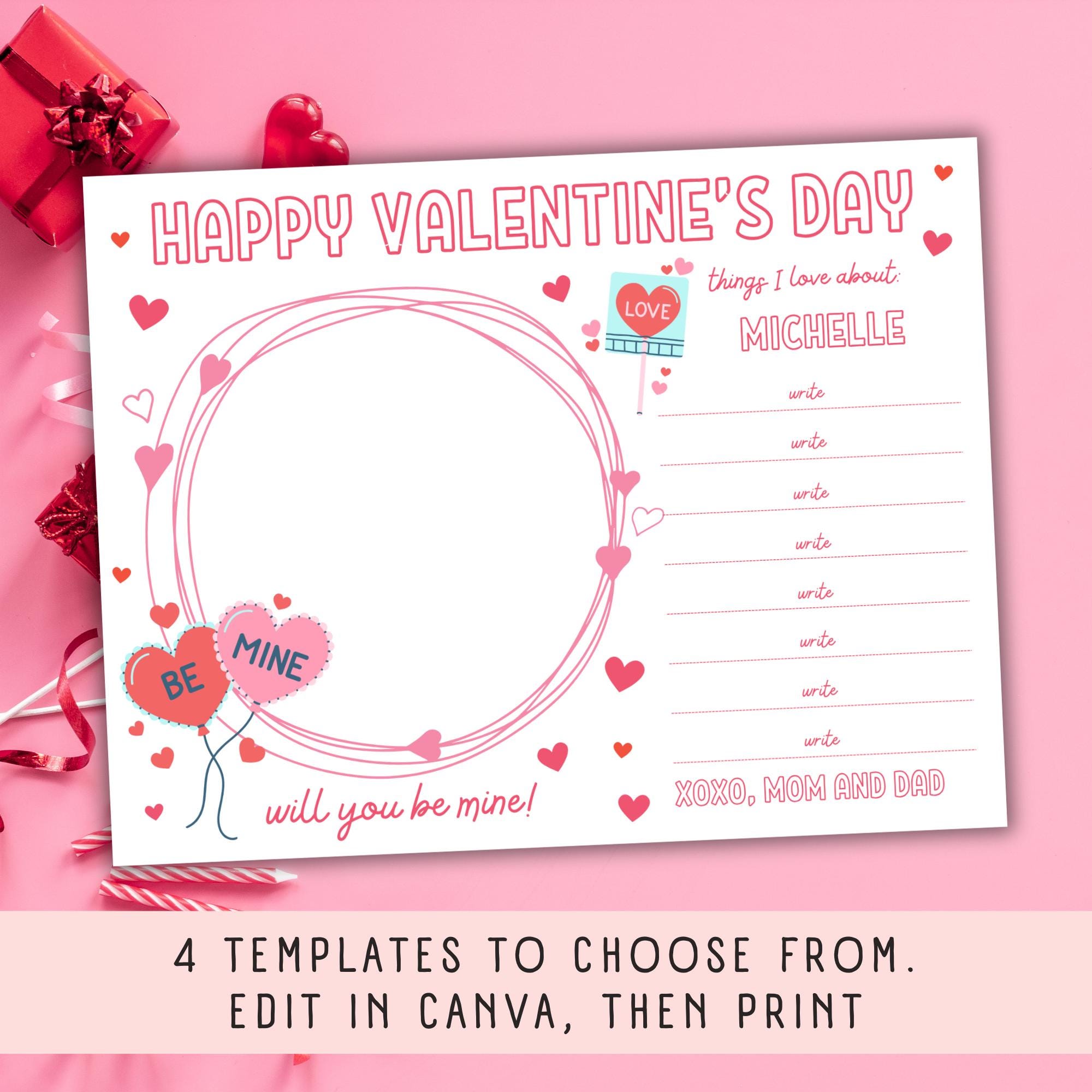 Editable Valentine's Day Placemat: Personalized Kids Activity Mat ...