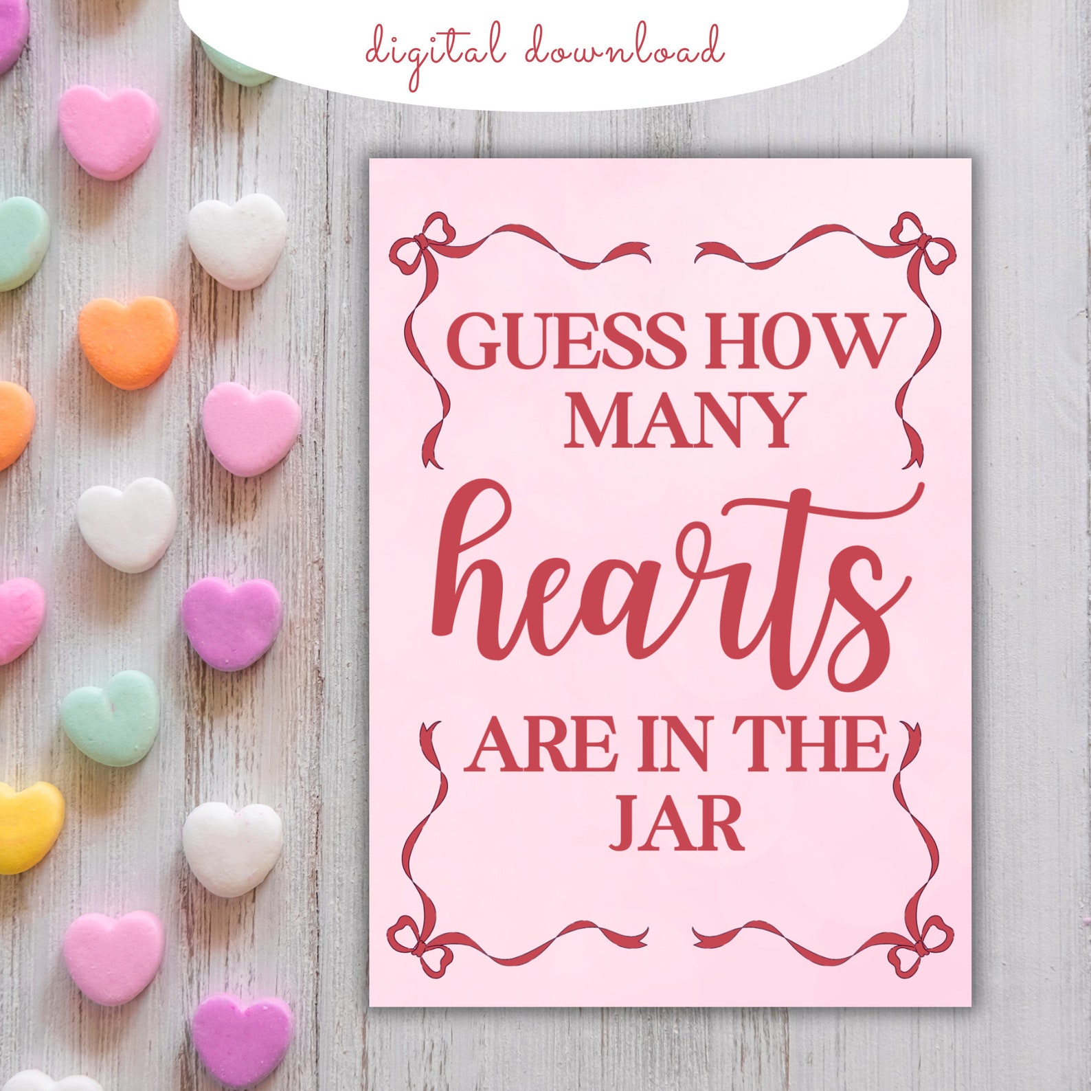 Guess How Many Hearts Game: Baby Shower, Wedding (digital Download) - Etsy