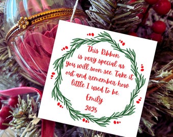 Editable Christmas Ornament Tag: Ribbon Height Keepsake (canva Template ...