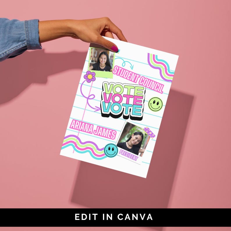 Student Council Voting Flyer Templates: Editable Campaign Poster (canva ...
