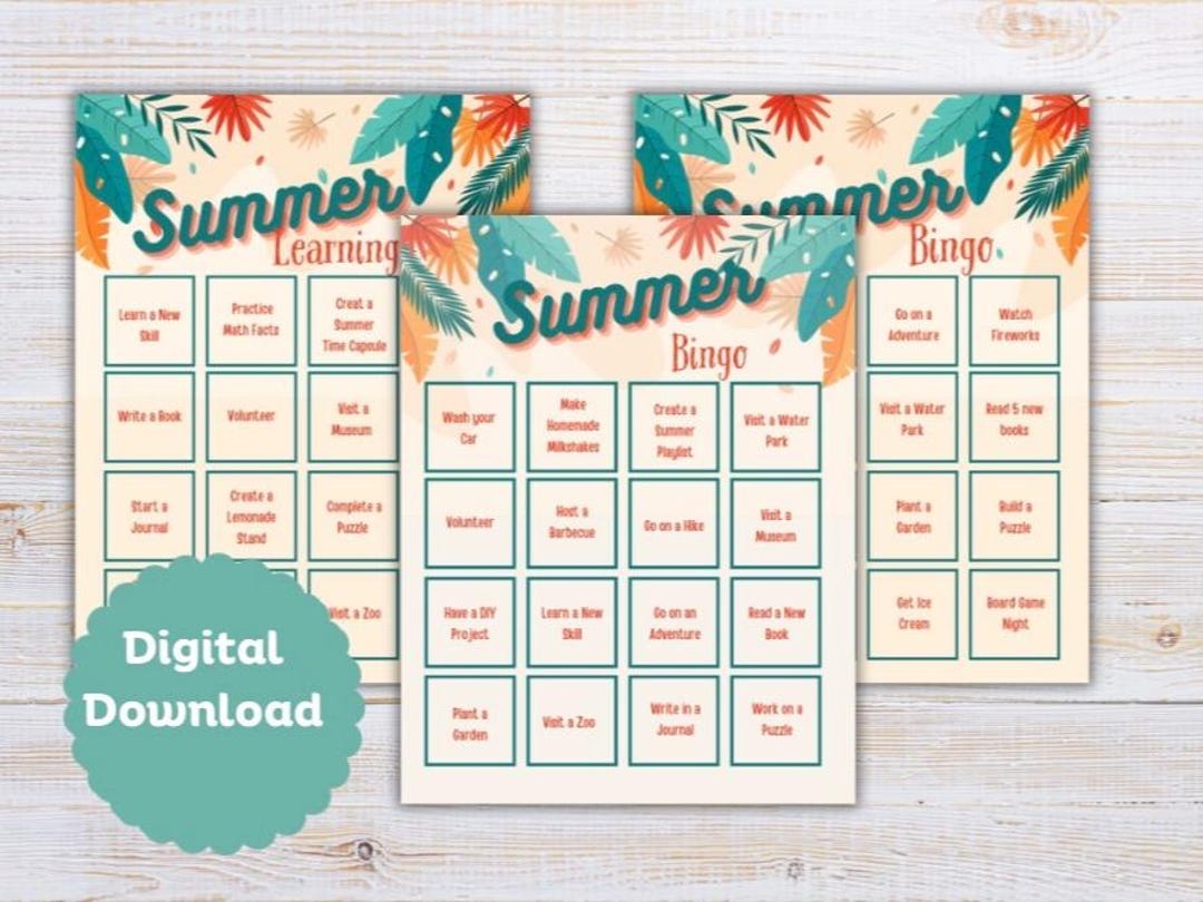 Summer Bingo Bundle, Bucket List, Summer Activities,summer Checklist ...