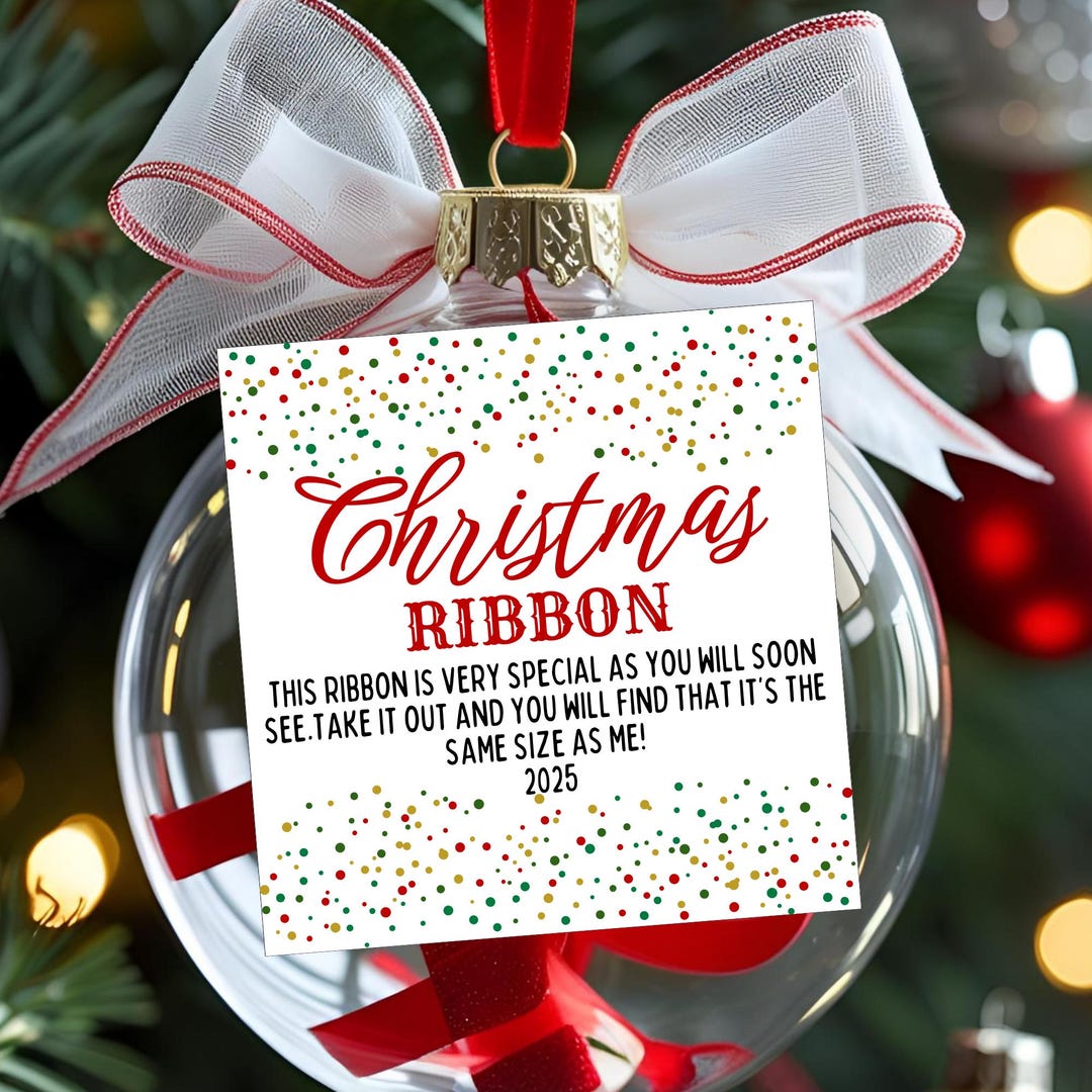 Editable Ribbon Height Christmas Ornament Tag (canva Template) - Etsy