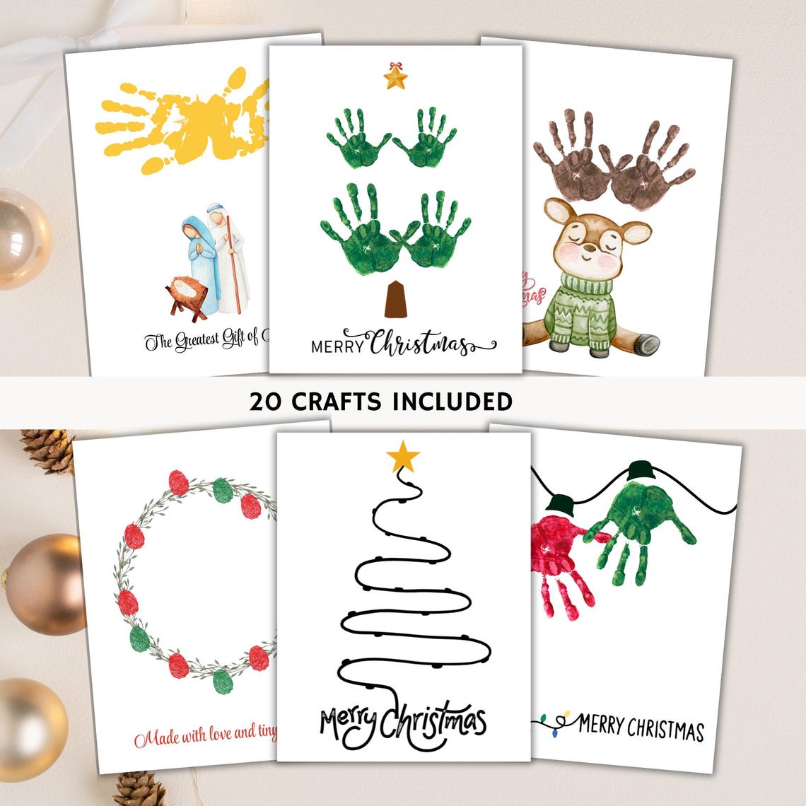Christmas Handprint Crafts: Holiday Keepsake Templates (PDF Download ...