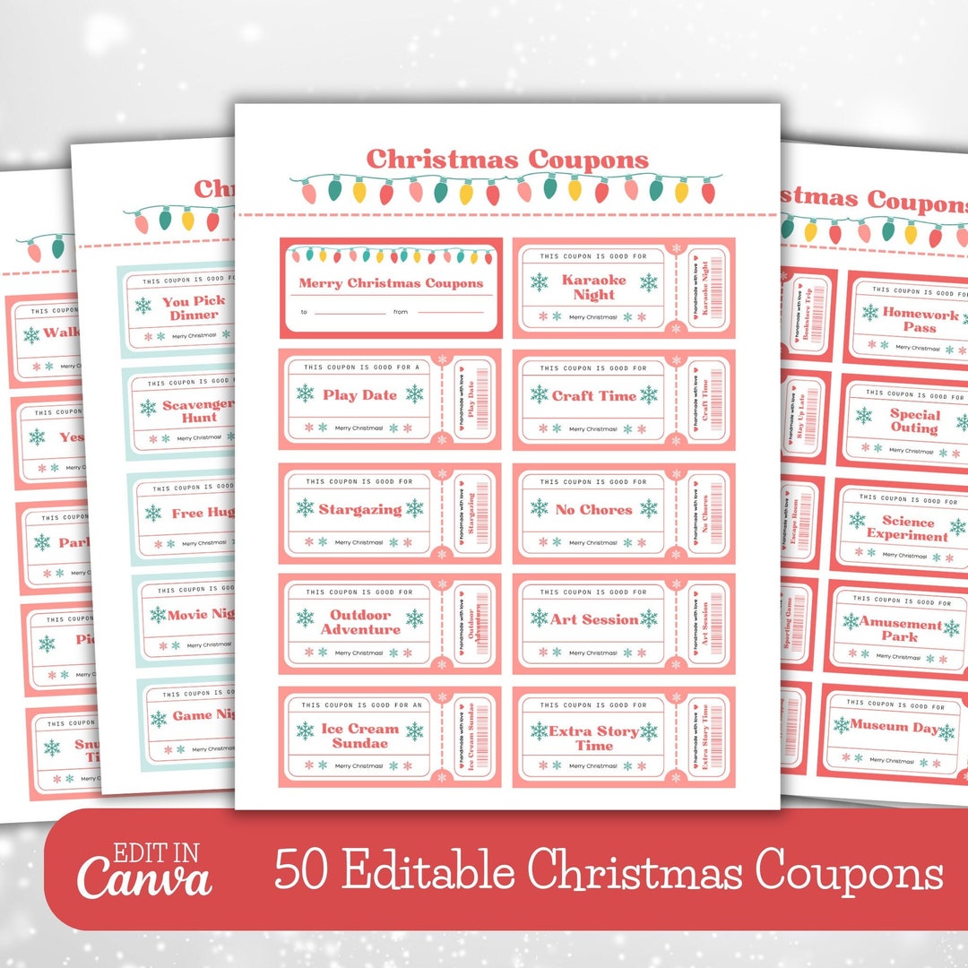Editable Kids Christmas Coupon, Kids Coupons, Christmas Printable ...