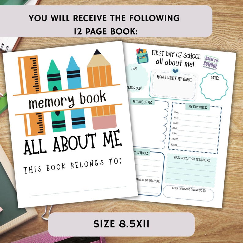 School Memory Book: Grade School Keepsake Printable (PDF Download) - Etsy