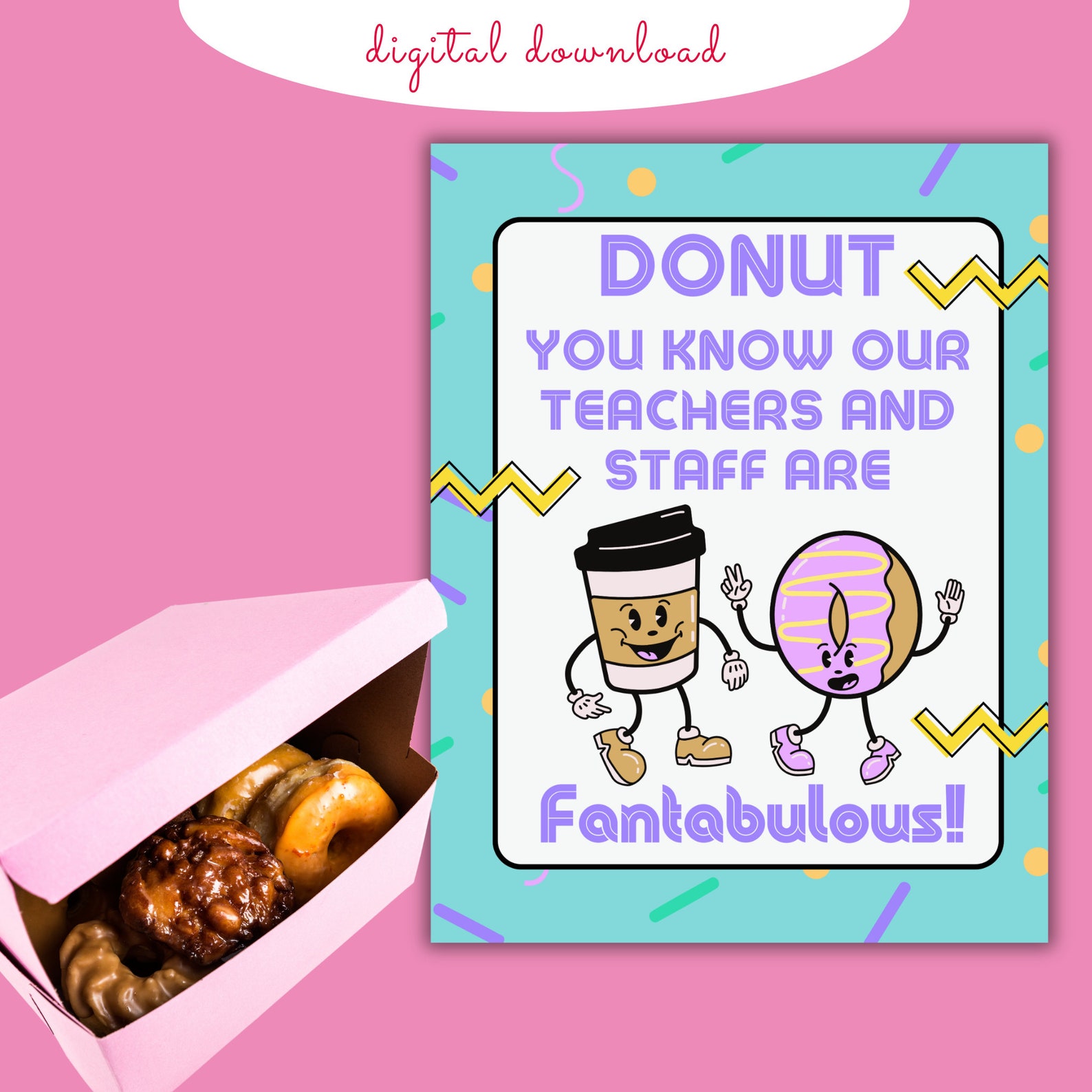 90s Teacher Appreciation Signs: Retro Thank You Cards (digital Download ...