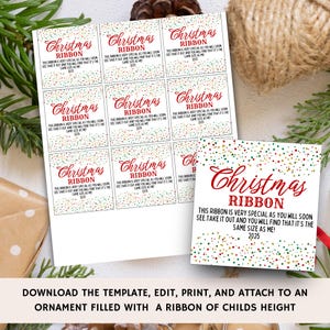 Editable Ribbon Height Christmas Ornament Tag (canva Template) - Etsy