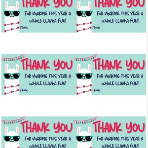 Llama Gift Tag, Teacher Appreciation, End of Year Gift, Teacher Thank ...