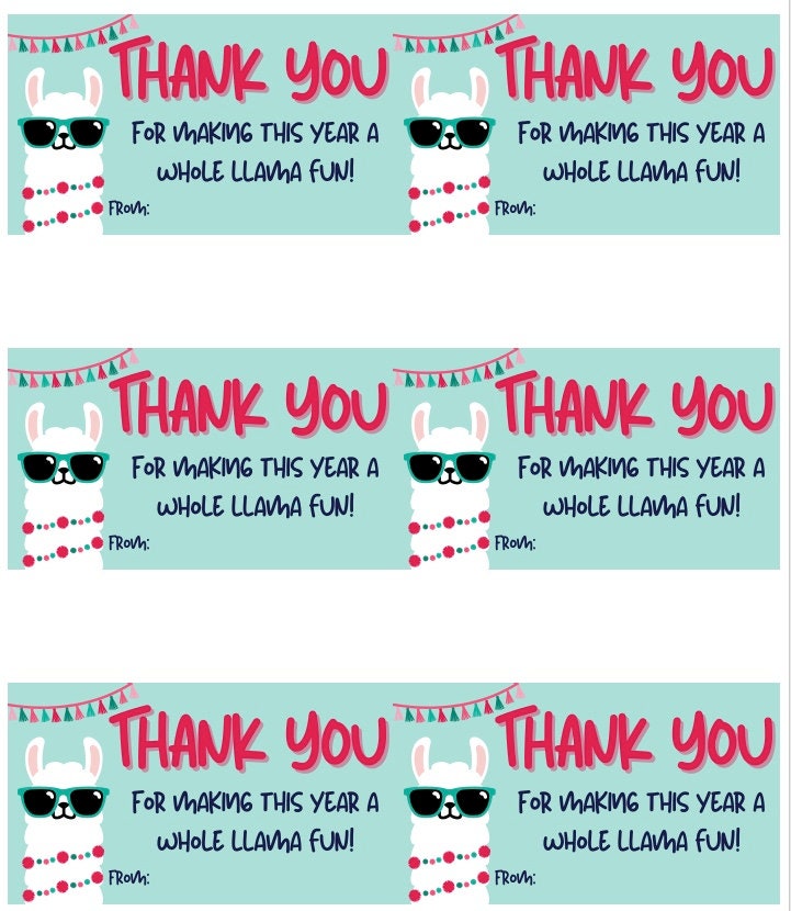 Llama Gift Tag, Teacher Appreciation, End of Year Gift, Teacher Thank ...