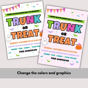 Editable Trunk or Treat Flyer: Halloween Event, PTA (canva) - Etsy