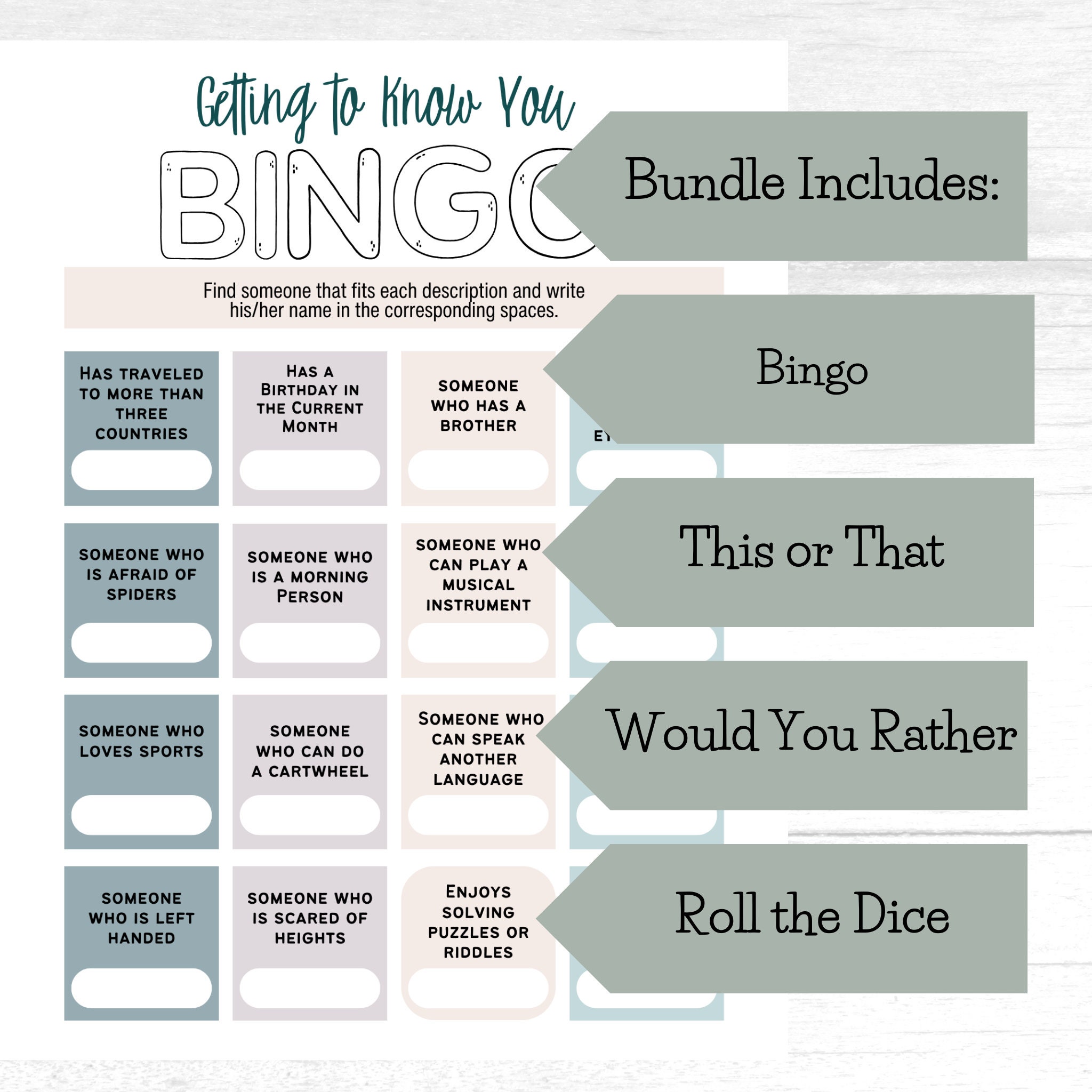 Fun Icebreaker Game Bundle: 'would You Rather', Bingo (digital Download ...