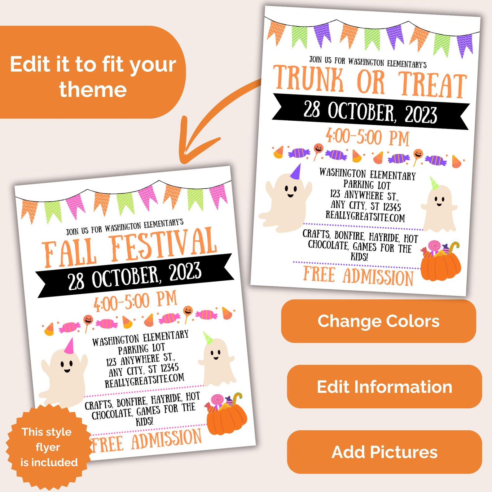 Trunk or Treat Flyer: Halloween Event, Editable Template (canva) - Etsy